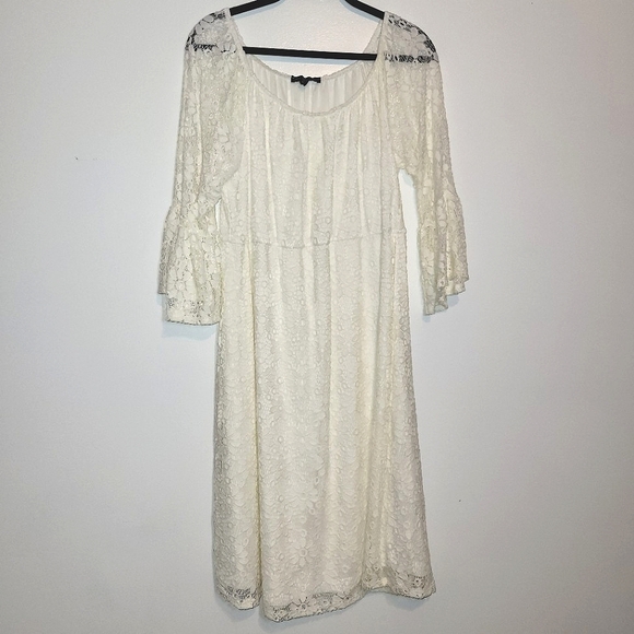 Slinky Brand | Dresses | Slinky Brand White Lace Boho Dress Xl | Poshmark
